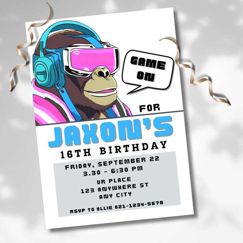 Editable VR Birthday Invitation, Virtual Reality Party, Instant ...
