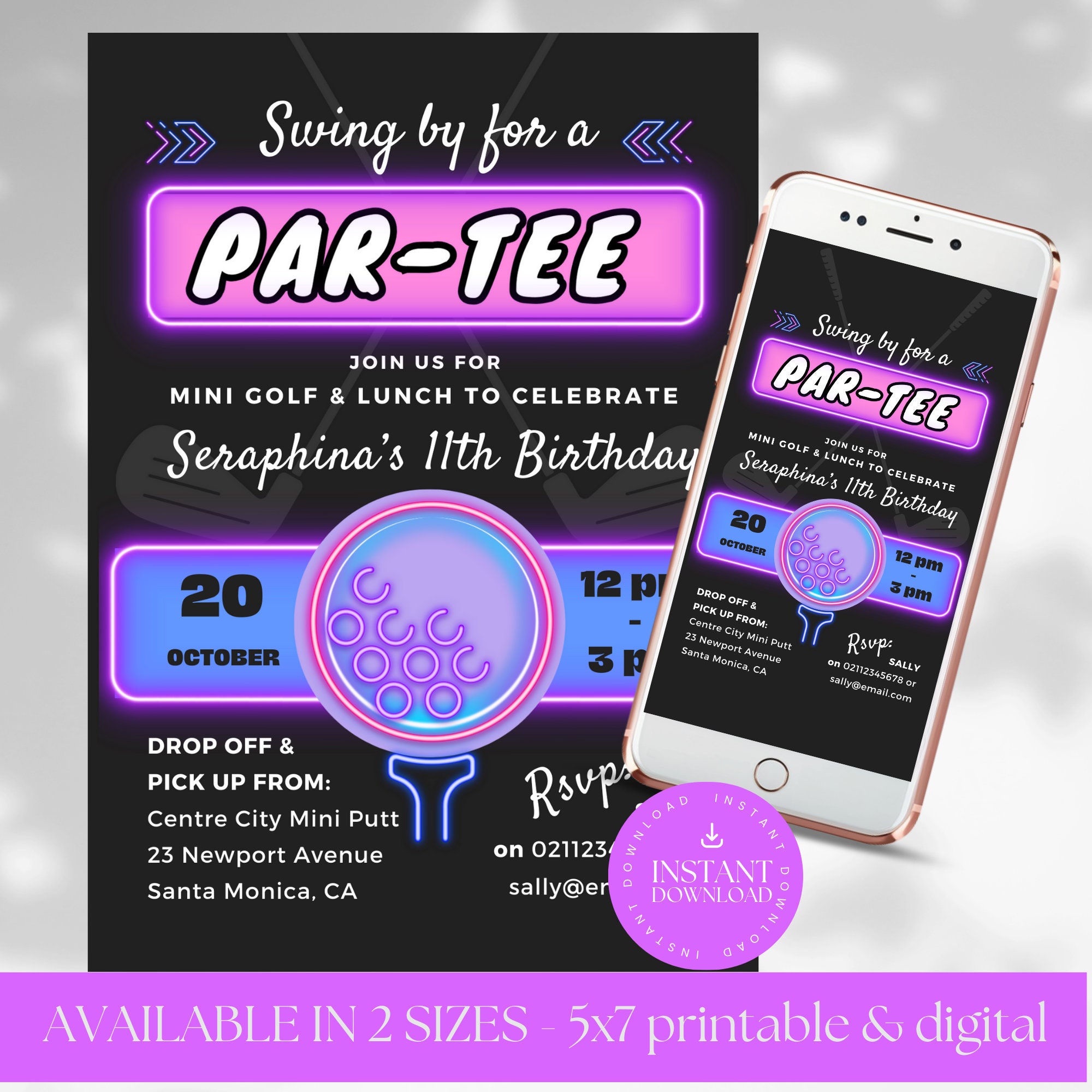 Editable Golf Party Invitation Template, Mini Golf Birthday Invitations ...