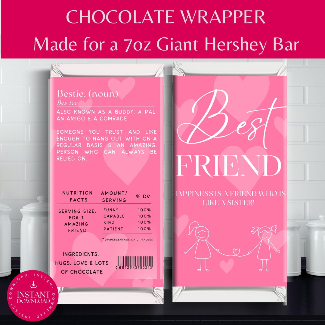 Candy Bar Wrapper, Printable Instant Download, Best Friend Gift Idea ...