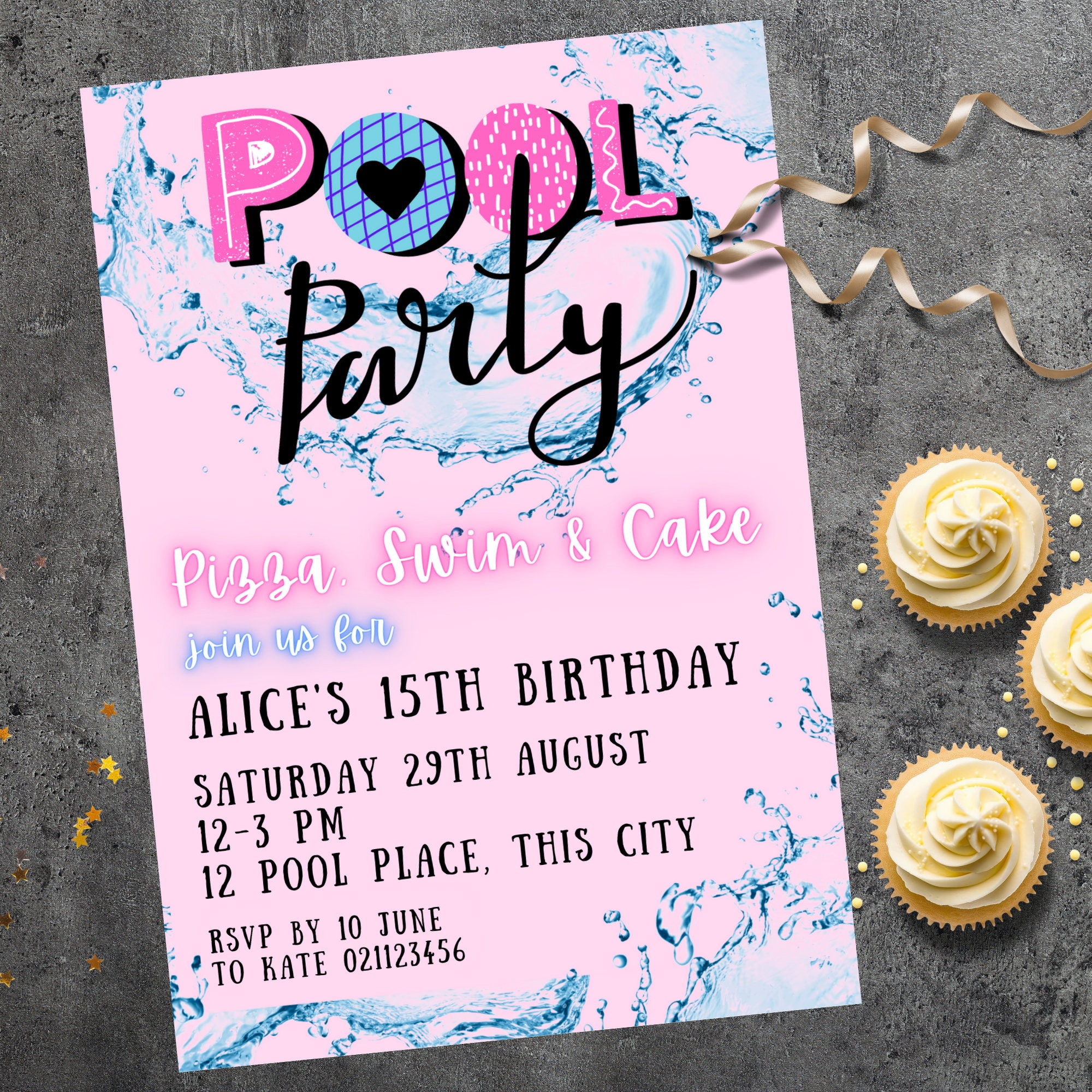 Editable Pool Party Invitation Tropical Girl Pool Party - Etsy