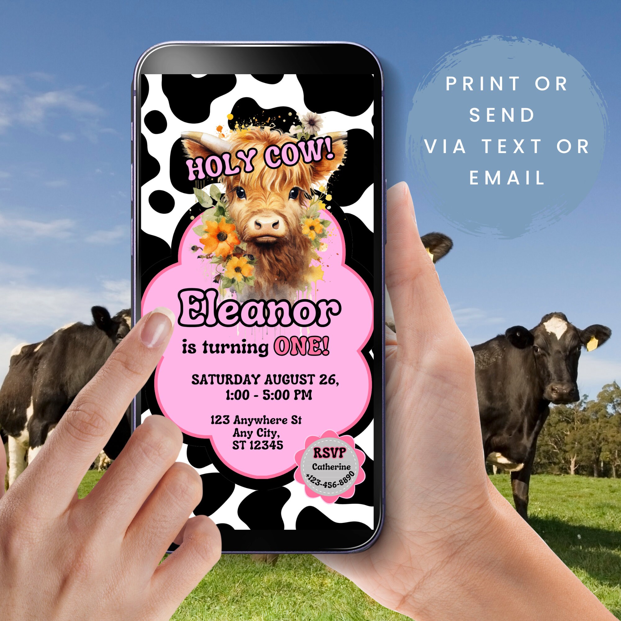 Holy Cow Birthday Invitation Template Printable, Holy Cow Birthday ...