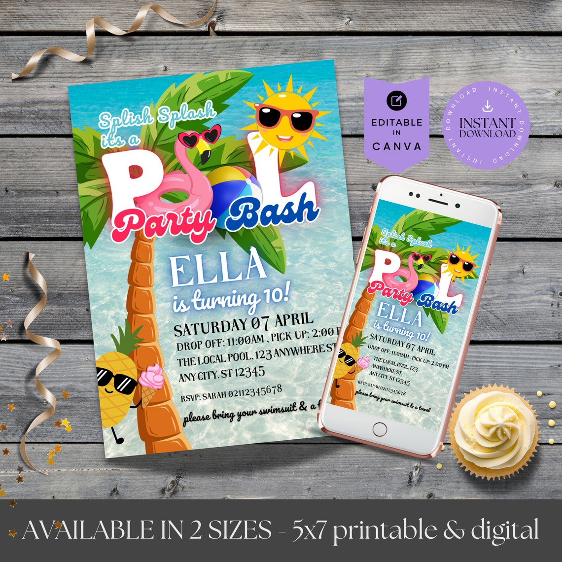 Editable Pool Party Invitation, in My Pool Party Era Invitation ...