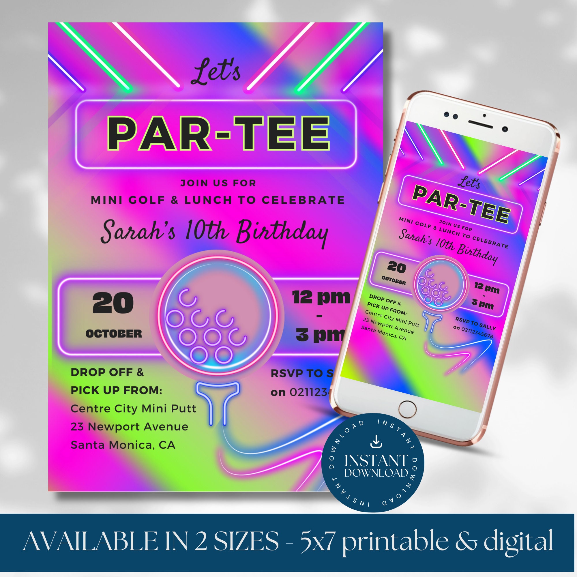 Editable Golf Party Invitation Template, Mini Golf Birthday Invitations ...