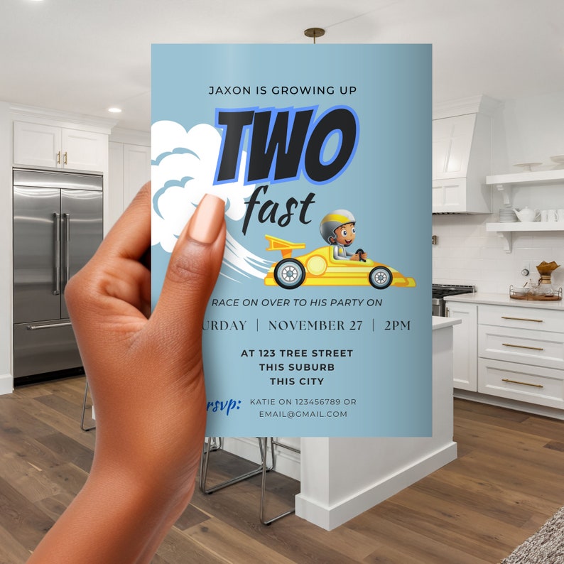 Editable TWO Fast Birthday Invitation Race Car 2nd Birthday - Etsy