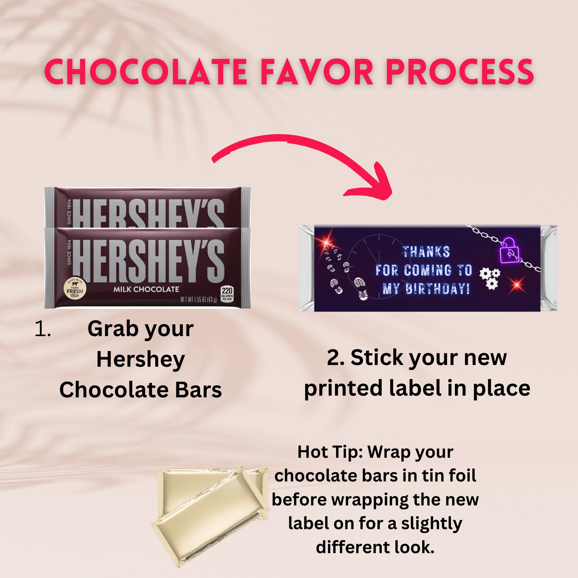 Editable Escape Room Birthday Candy Bar Wrapper, Digital Neon Invite ...
