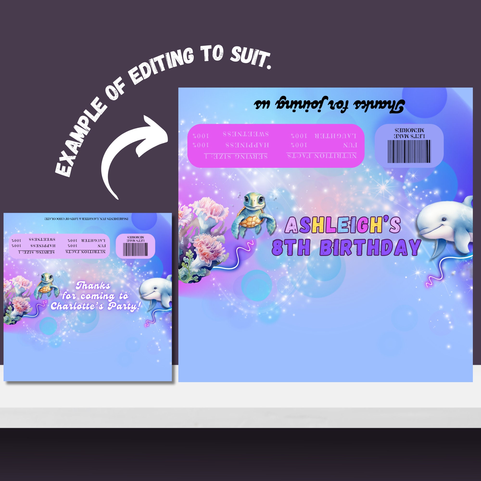 Editable Dolphin Birthday Party Invitation Tie Dye Neon Glow Dolphin ...
