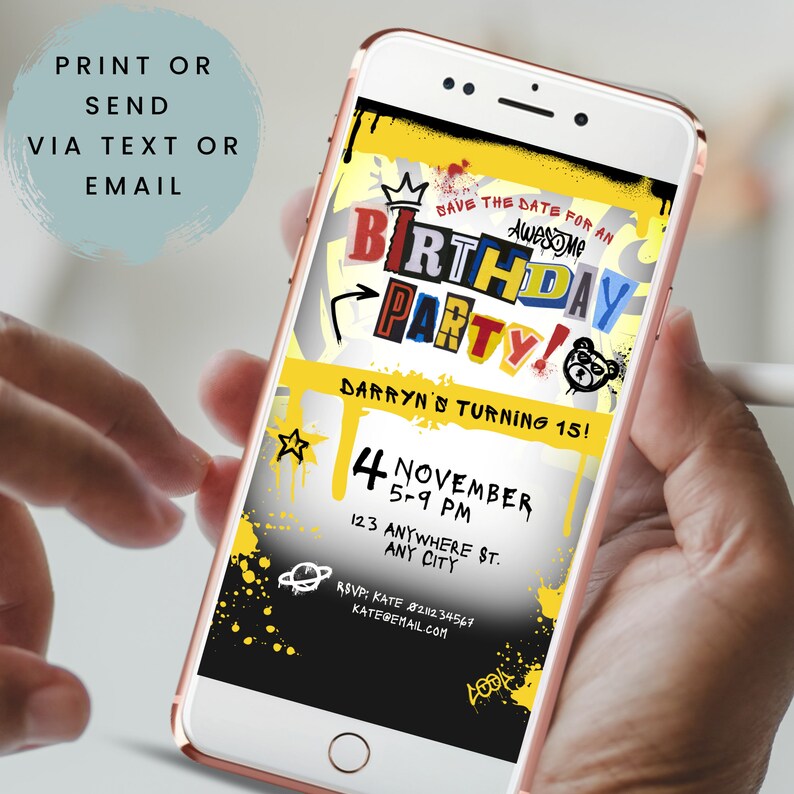 Editable Digital Birthday Invitation for 13th Birthday Boy, Party Idea ...