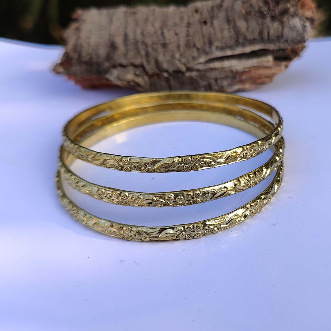 Set of 3 Bangles~ Indian Gold Bangle~ Gold Filled Bangle~ Gold Bangle ...