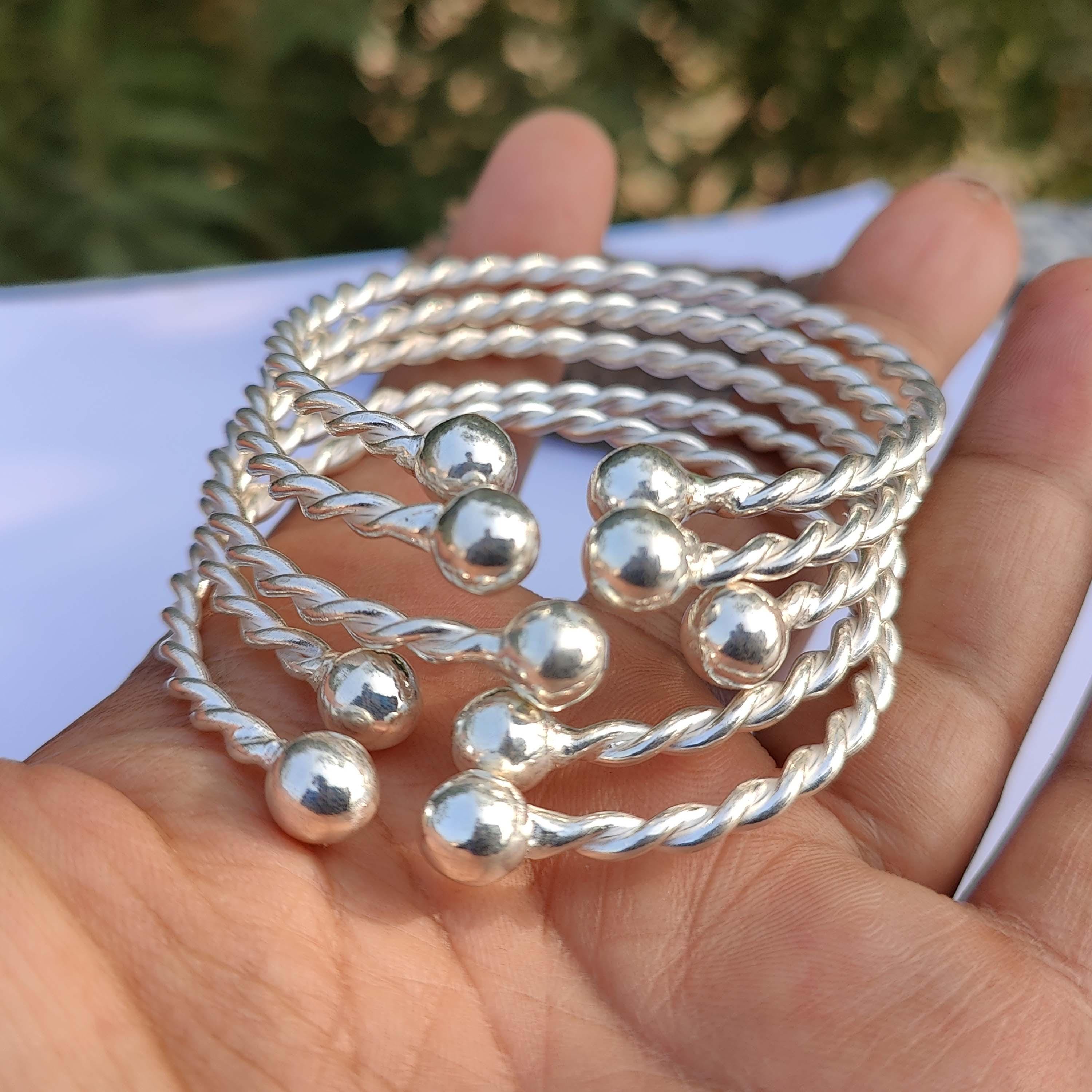 Set of 5 Bangles in 925 Sterling Silver~ Adjustable Bangles~ Sterling ...