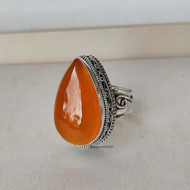 Orange Gemstone Ring - Etsy