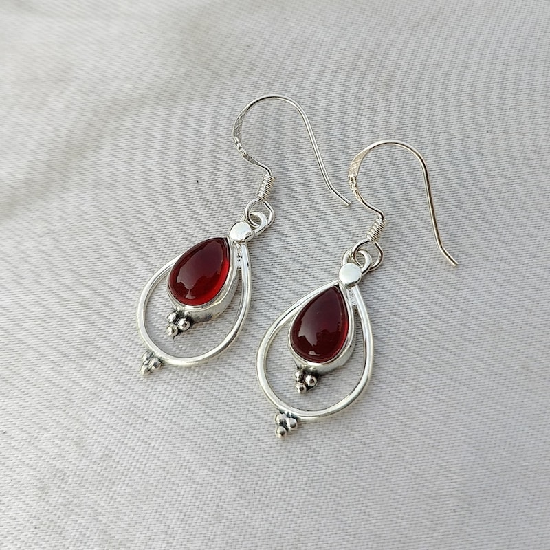 Rings Garnet Pear - Etsy UK