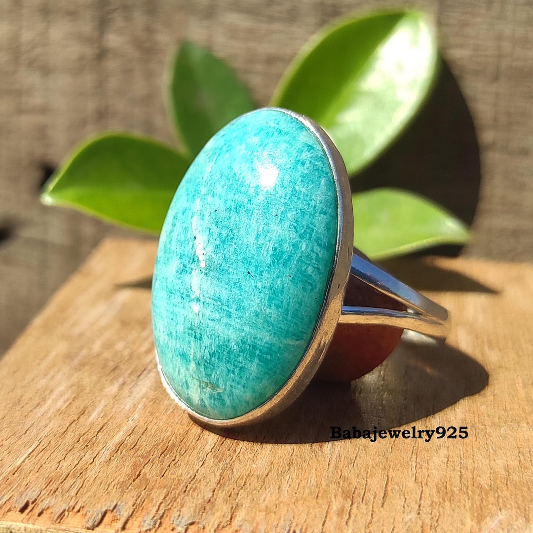 Amazonite Gemstone Ring, 925 Sterling Silver Ring, Handcrafted Ring ...