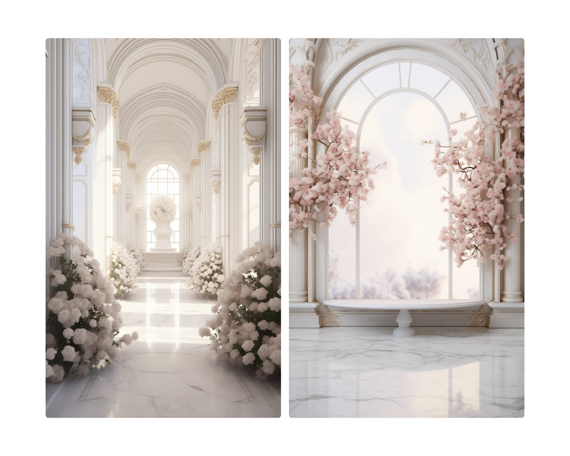 White Marble Room Backdrop for Maternity, Wedding, Portraits and Studio ...