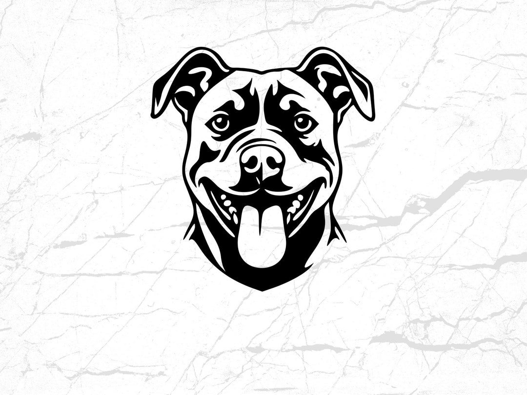 American Pit Bull, Happy Smiling Dog, Terrier Breed Canine, SVG, PNG ...