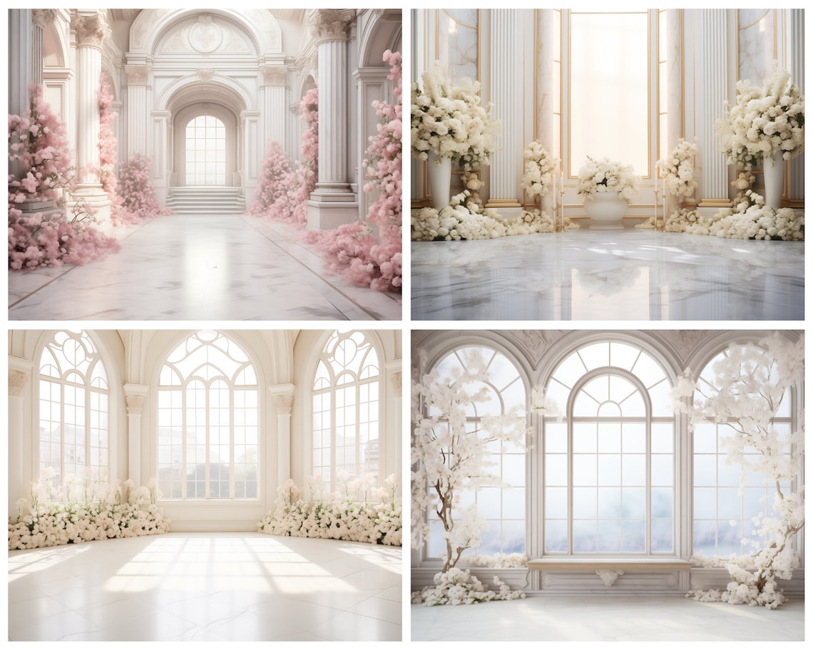 White Marble Room Backdrop for Maternity, Wedding, Portraits and Studio ...