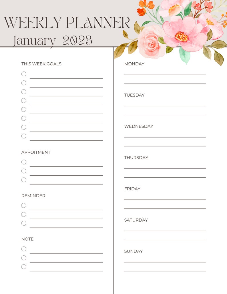 2023 Weekly Planner - Etsy
