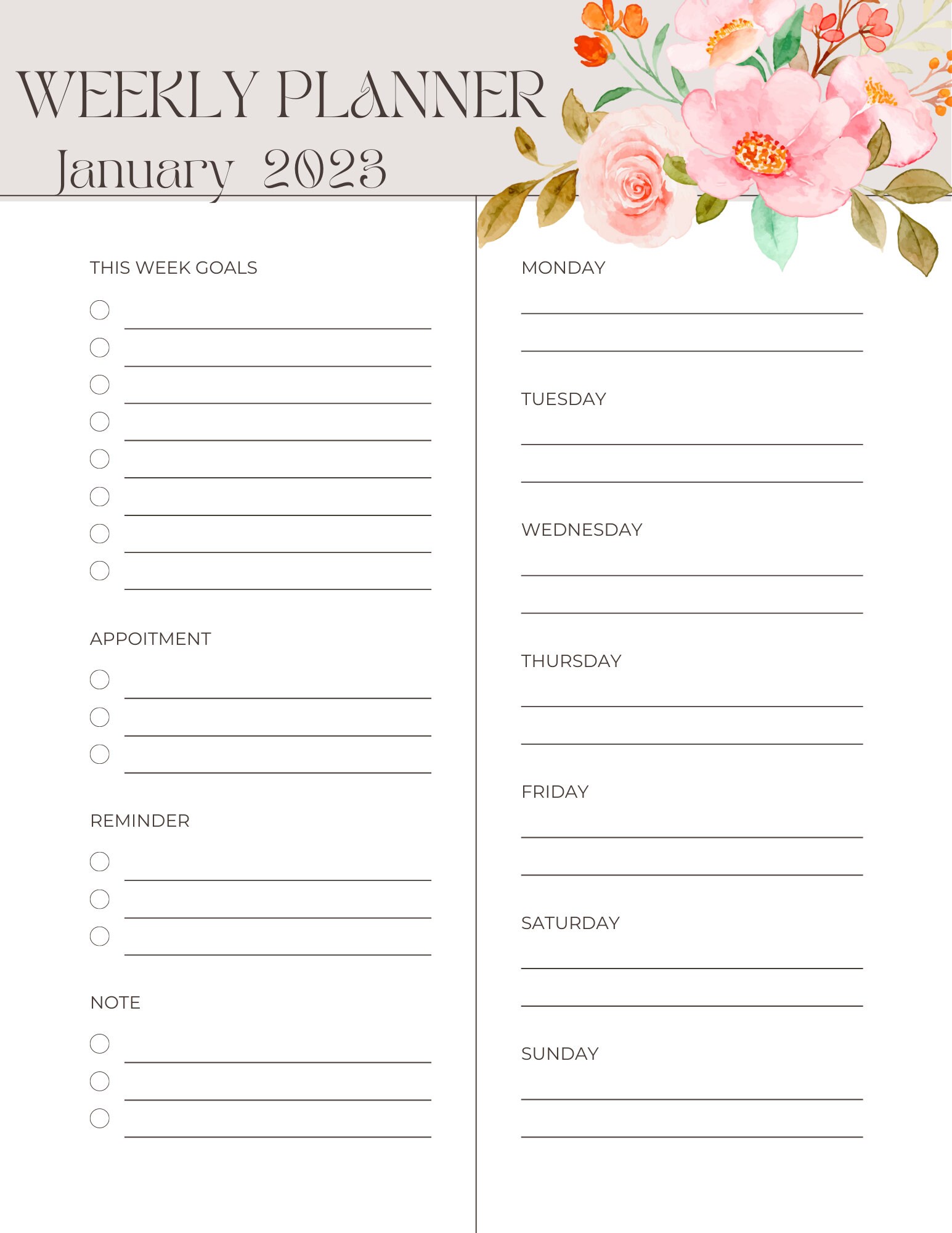 2023 Weekly Planner - Etsy