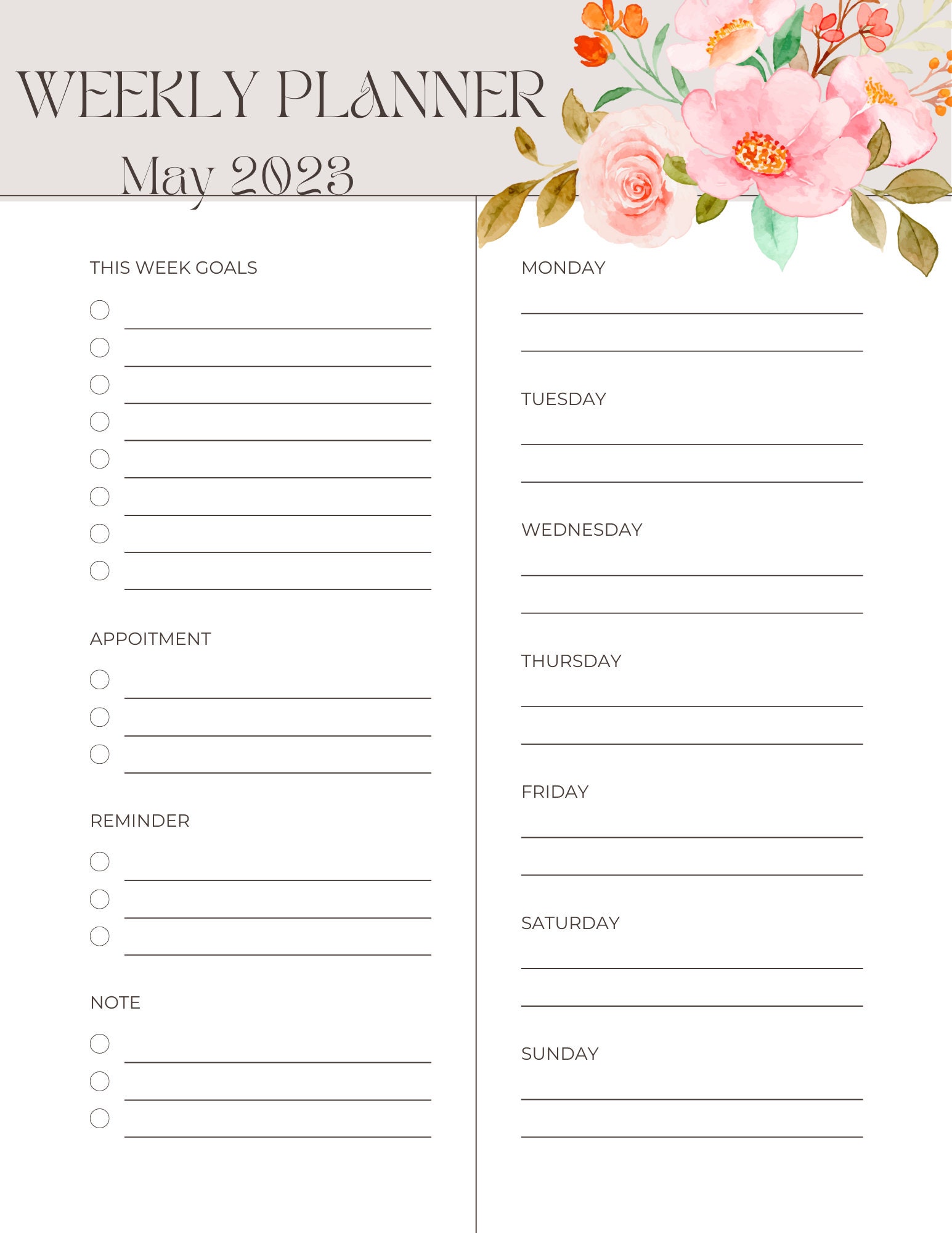 2023 Weekly Planner - Etsy