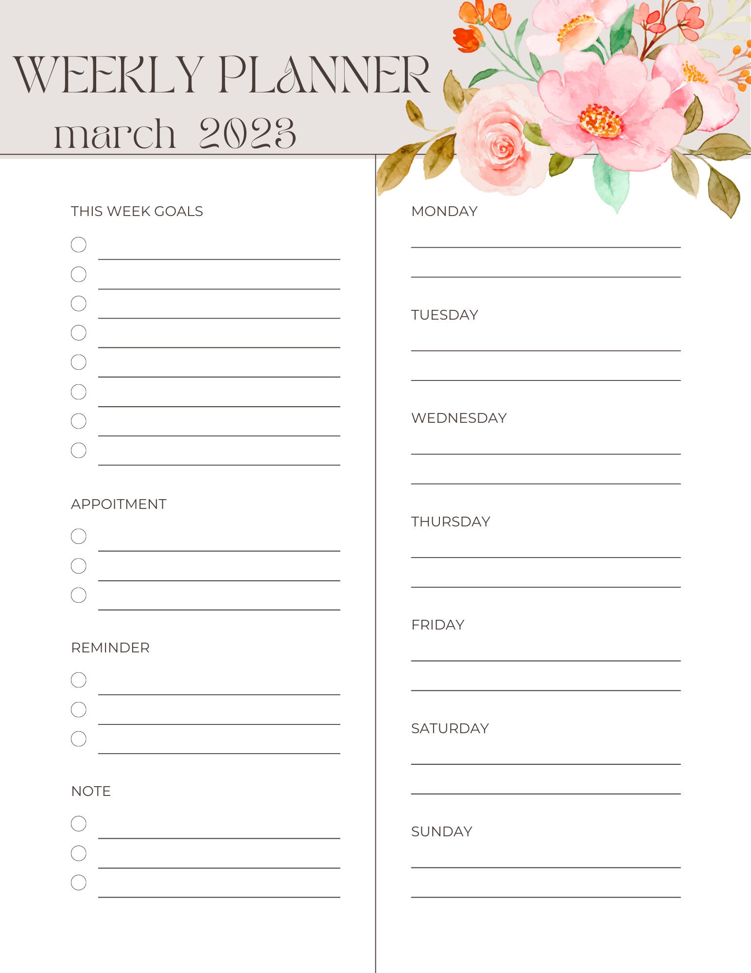 2023 Weekly Planner - Etsy