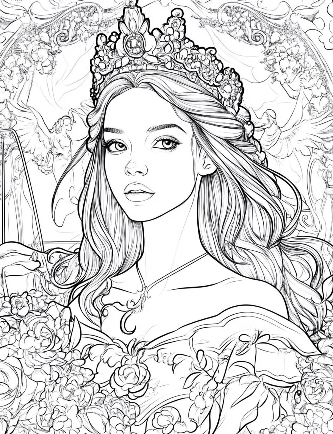 Royal Princess Coloring Page Elegant and Unique Design - Etsy