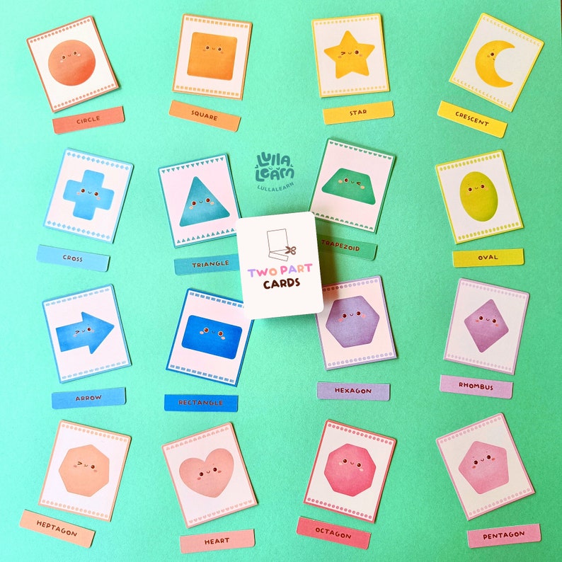 Flashcards 16 Shape Printable Shapes Flash Cards Matching Shape ...