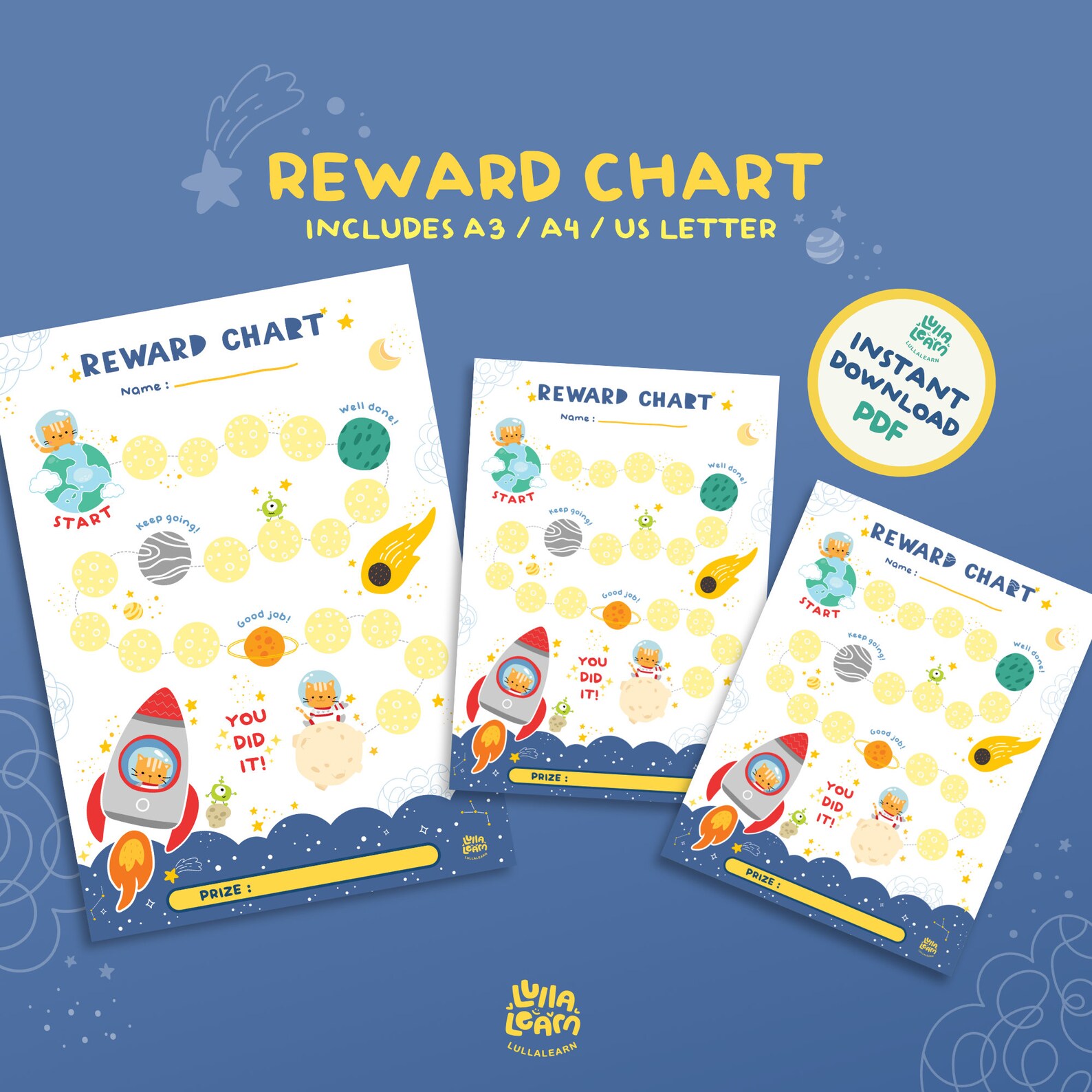 Space Reward Chart Printable, Chore Chart for Kids, Rocket Potty ...