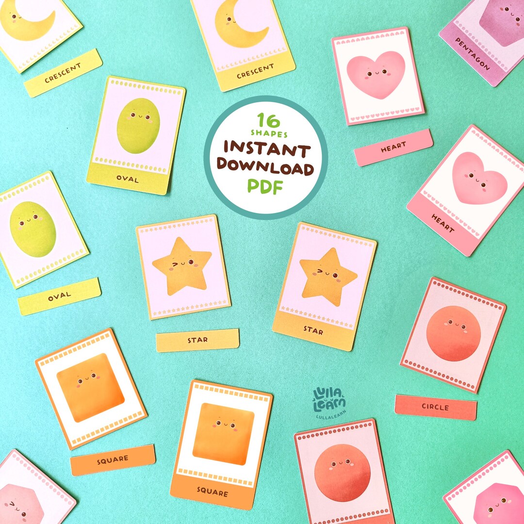 16 Shape Flashcards Printable Shapes Flash Cards Matching Shape ...