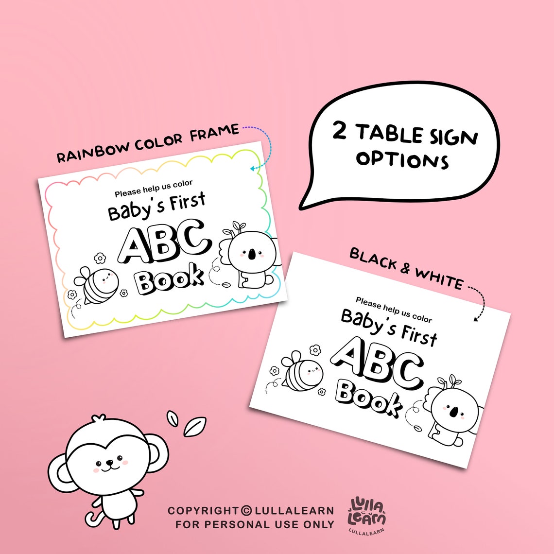 ABC Baby Shower Coloring Book Personalized, Editable Babys First ABC ...