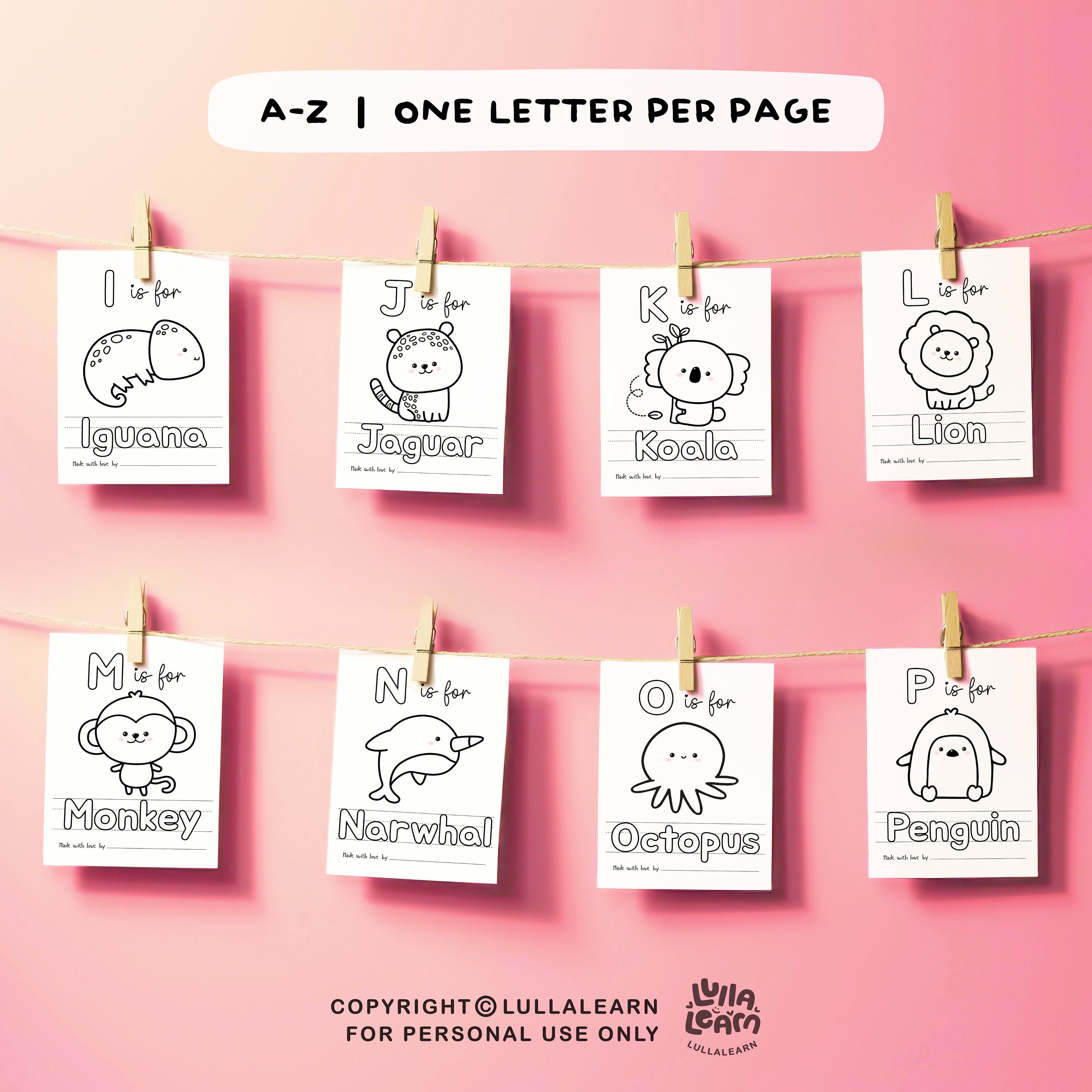 ABC Baby Shower Coloring Book Personalized, Editable Babys First ABC ...