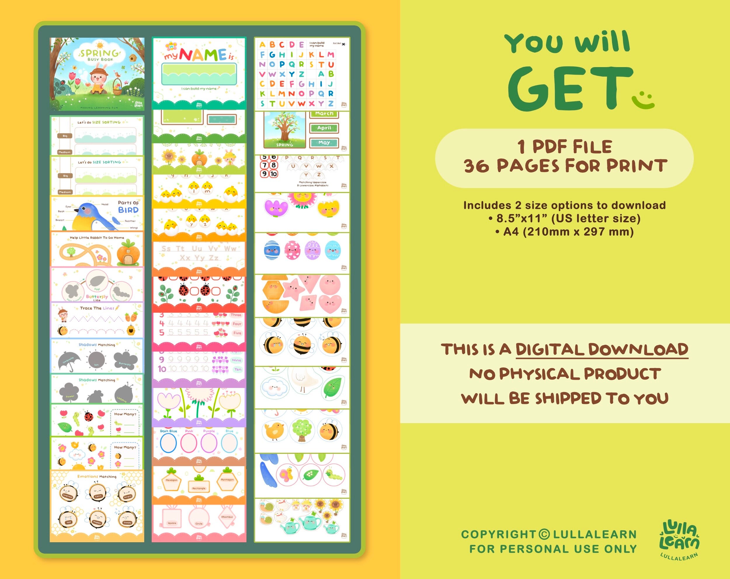 Preschool Busy Book Spring Color Matching Quiet Book Printable ...