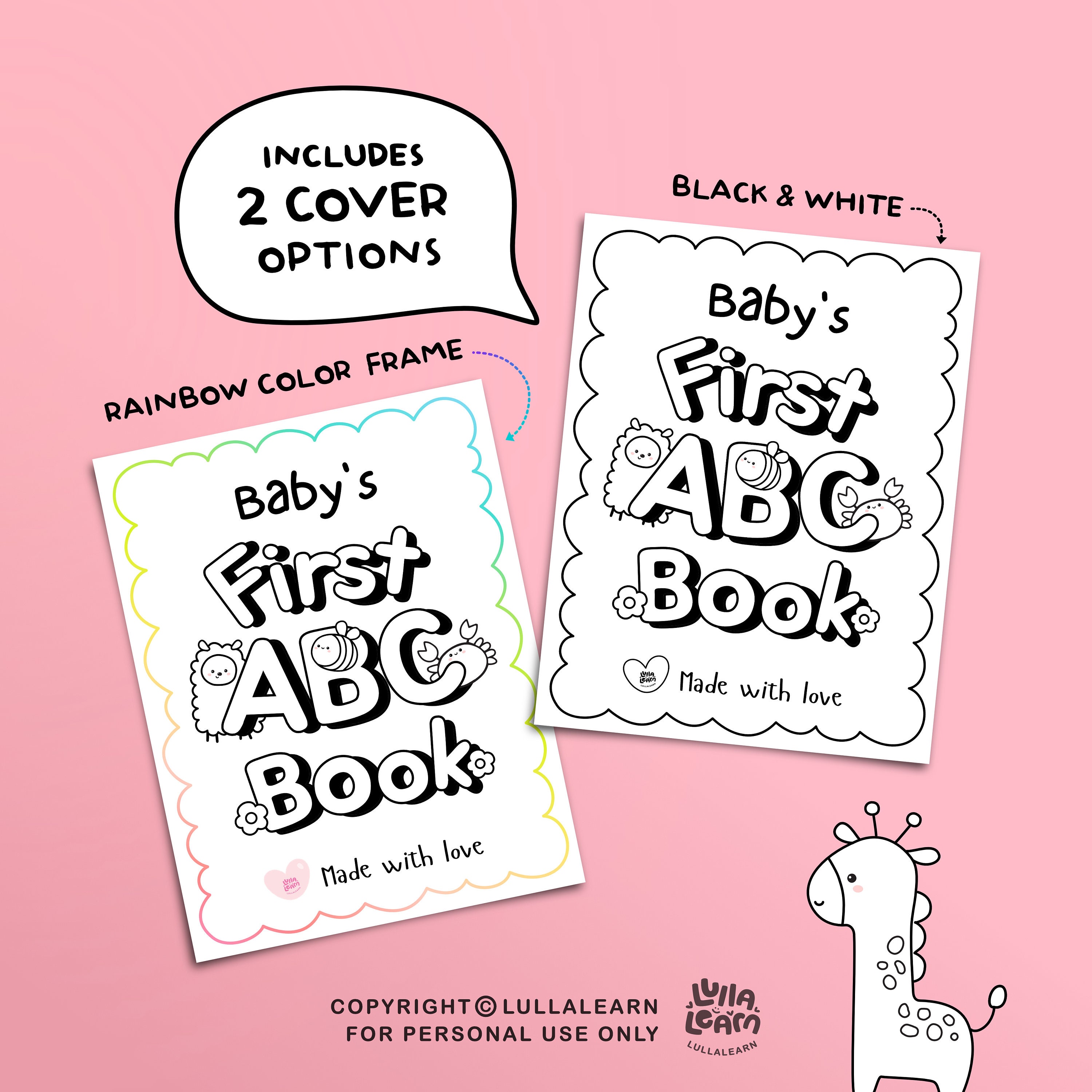 ABC Baby Shower Coloring Book Personalized, Editable ABC Coloring ...