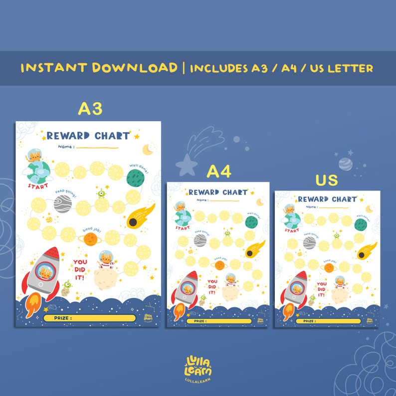 Space Reward Chart Printable, Chore Chart for Kids, Rocket Potty ...