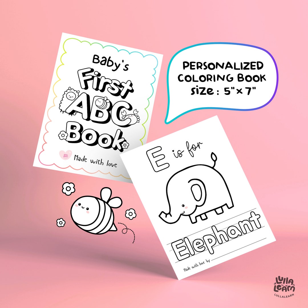 ABC Baby Shower Coloring Book Personalized, Editable ABC Coloring ...