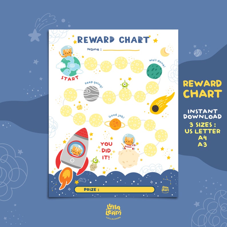 Space Reward Chart Printable, Chore Chart for Kids, Rocket Potty ...