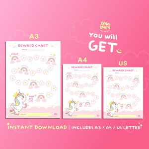 Unicorn Chore Chart for Kids, Toddler Reward Chart Rainbow,behavior ...