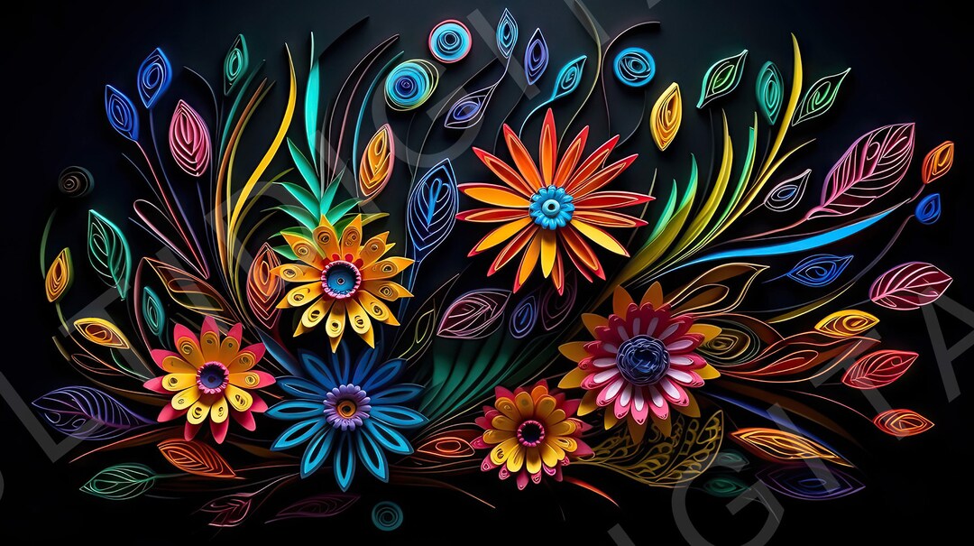 Digital Illustration Package X4 Flower Quill Paper 8736 X 4896 300DPI ...