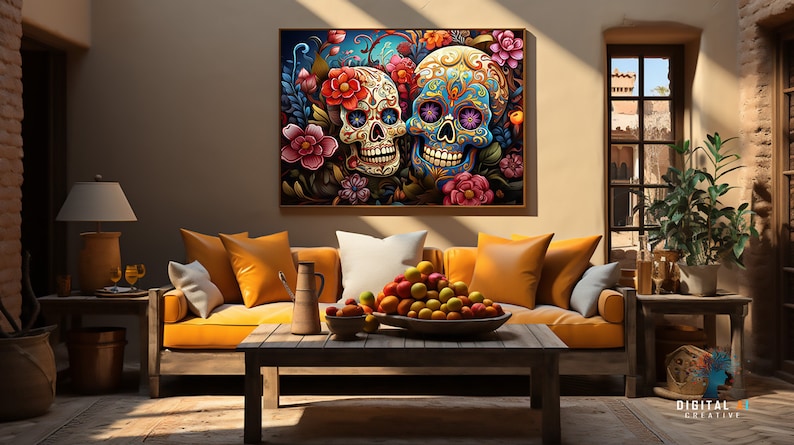 Psychedelic Romantic Sugar Skulls - Etsy