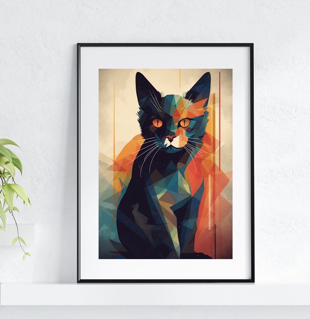 Colorful Abstract Cat Digital Download for Home Decor | SVG and PNG ...