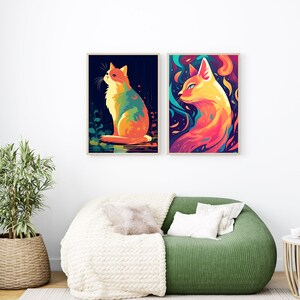20 Whimsical Cat Wall Art Digital Download | SVG and PNG Format ...