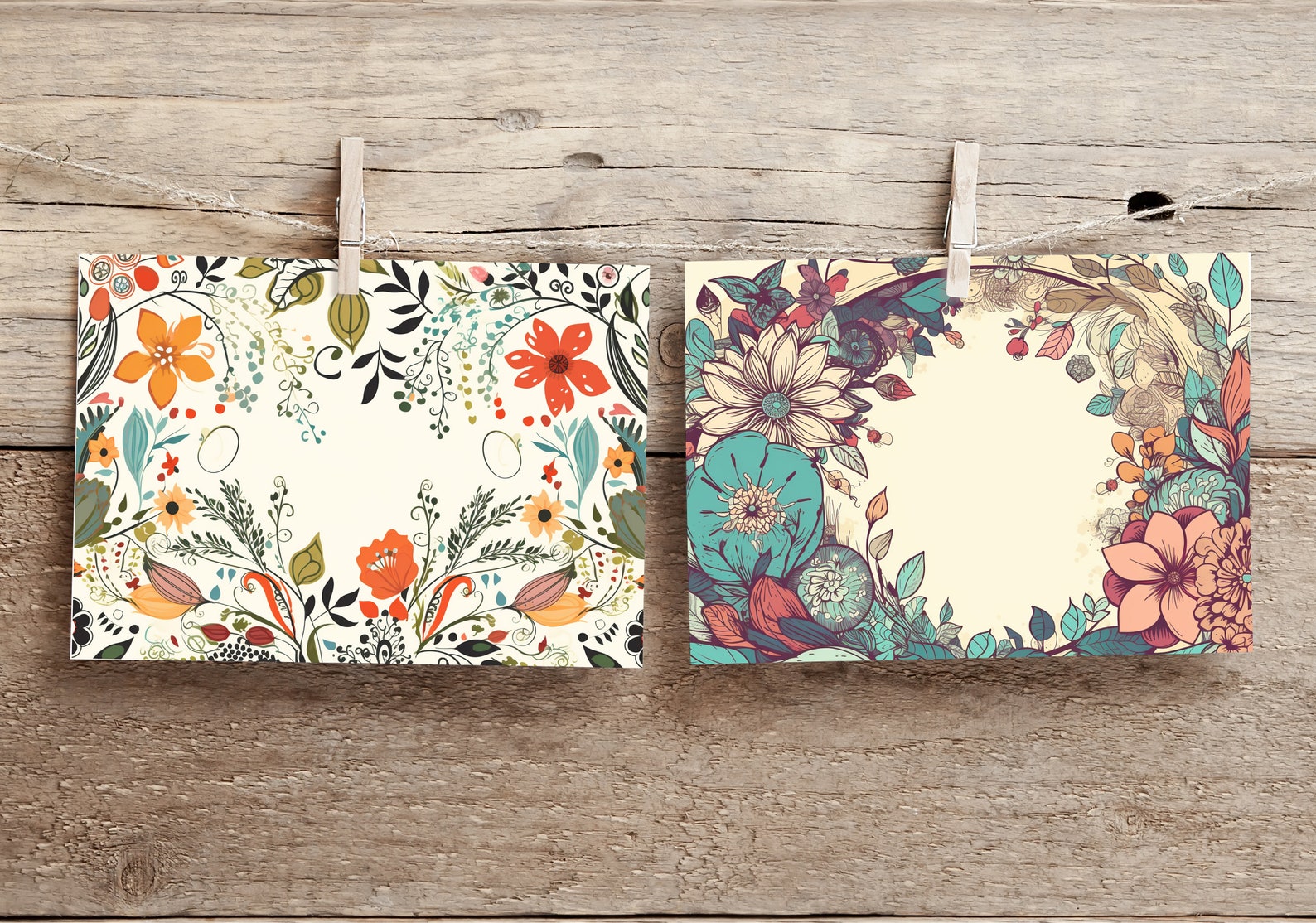Playful and Whimsical Floral Border Digital Download, Beautiful Flower ...