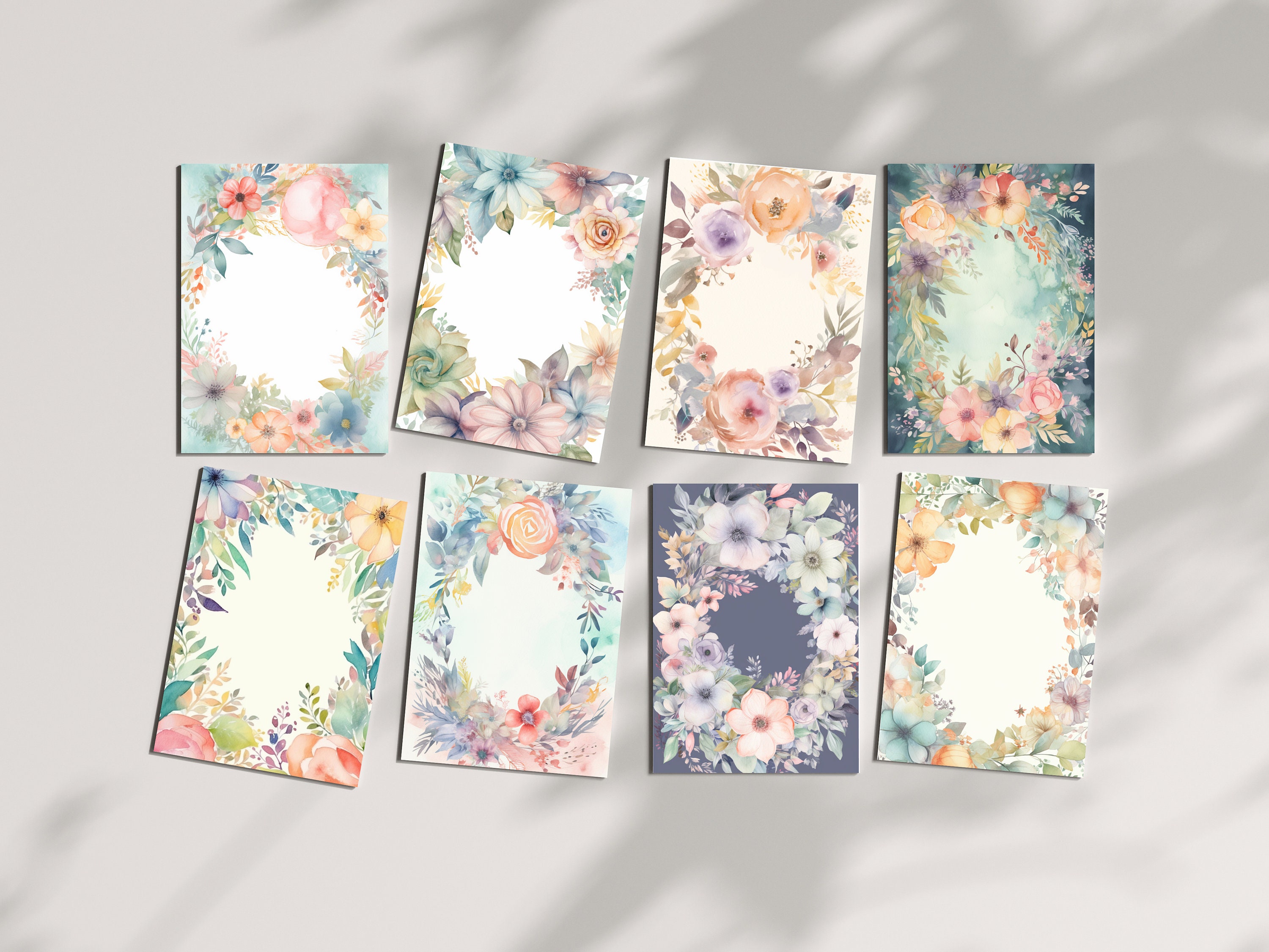 Pastel Flowers and Leaves Border Digital Download | 10 PNG and SVG ...