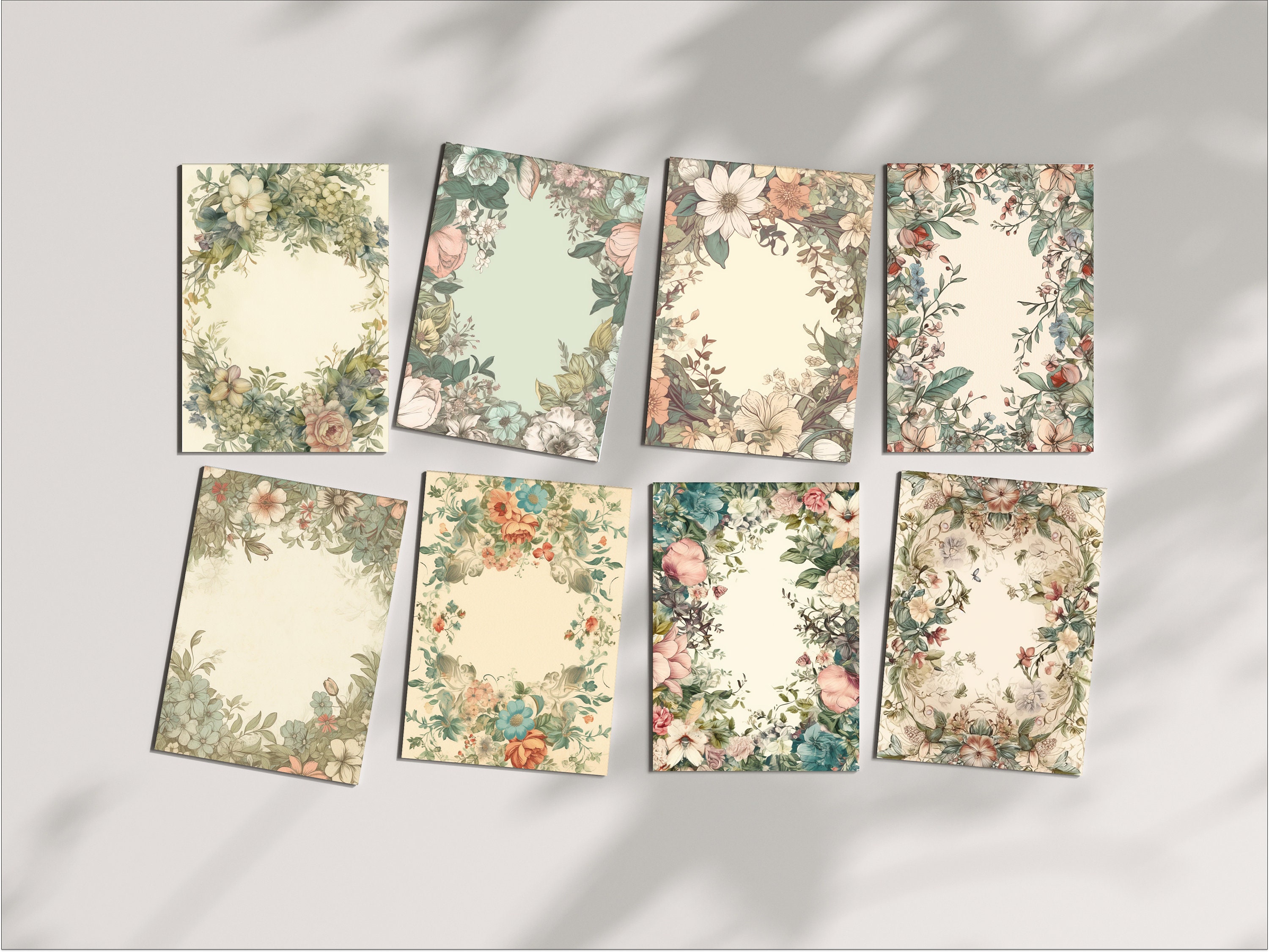 Vintage Flowers Border Digital Download 10 PNG and SVG Files Beautiful ...