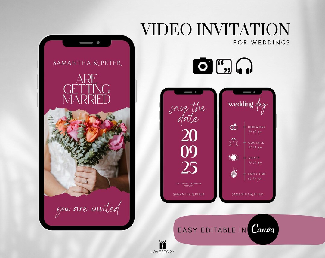 Animated Wedding Invitation, Video Wedding Invitation, Animated Save ...