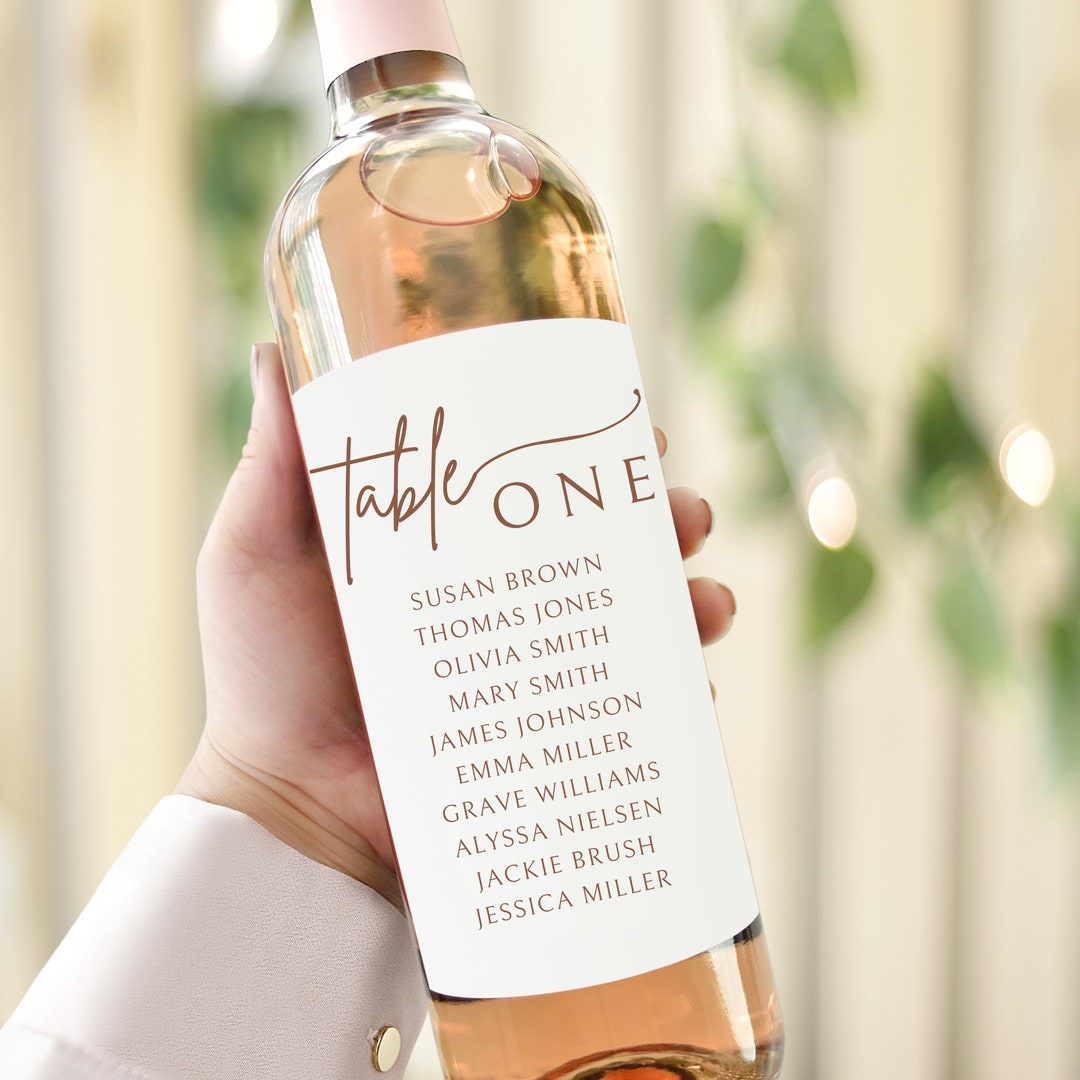 Table Seating Wine Bottle Labels, Printed Seat Labels, Wine Bottle ...