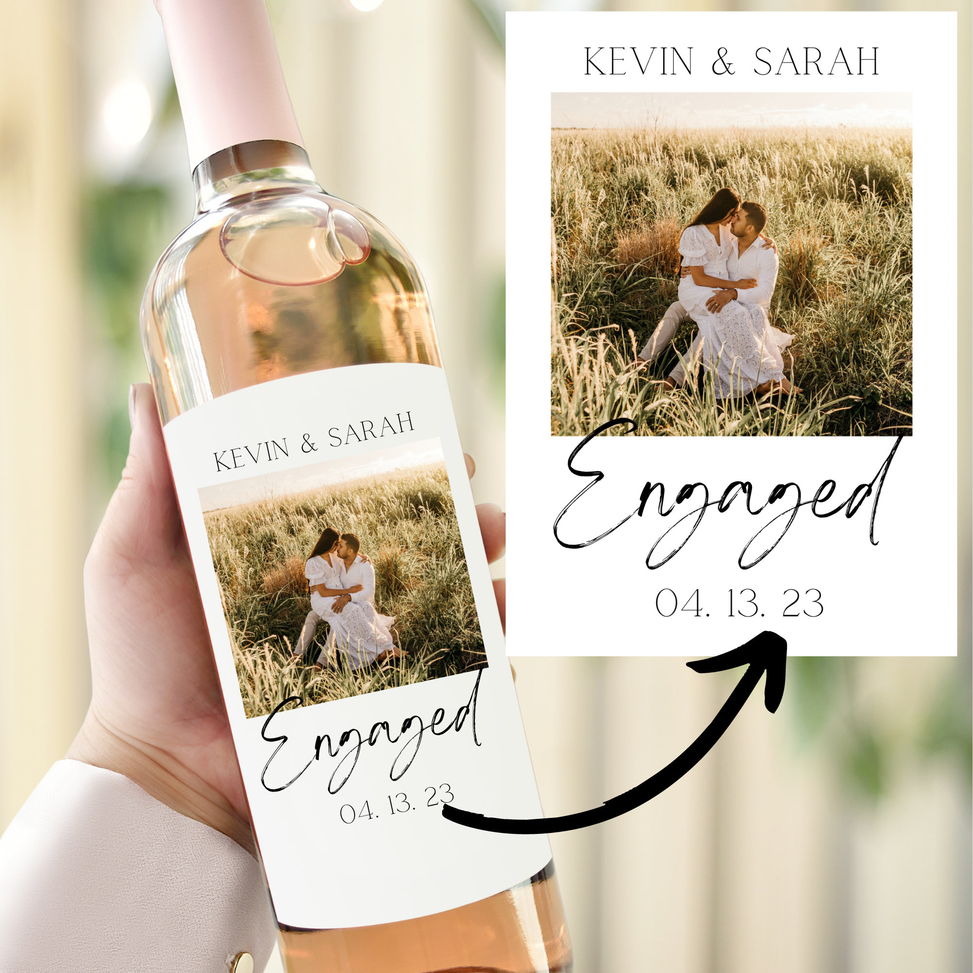 Personalized Engagement Wine Label, Photo Save the Date Gift - Etsy