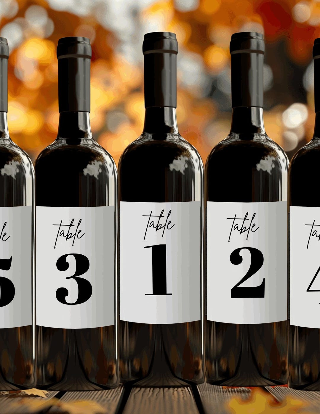 Custom Wedding Table Number Wine Bottle Labels, Printed Seating Chart ...