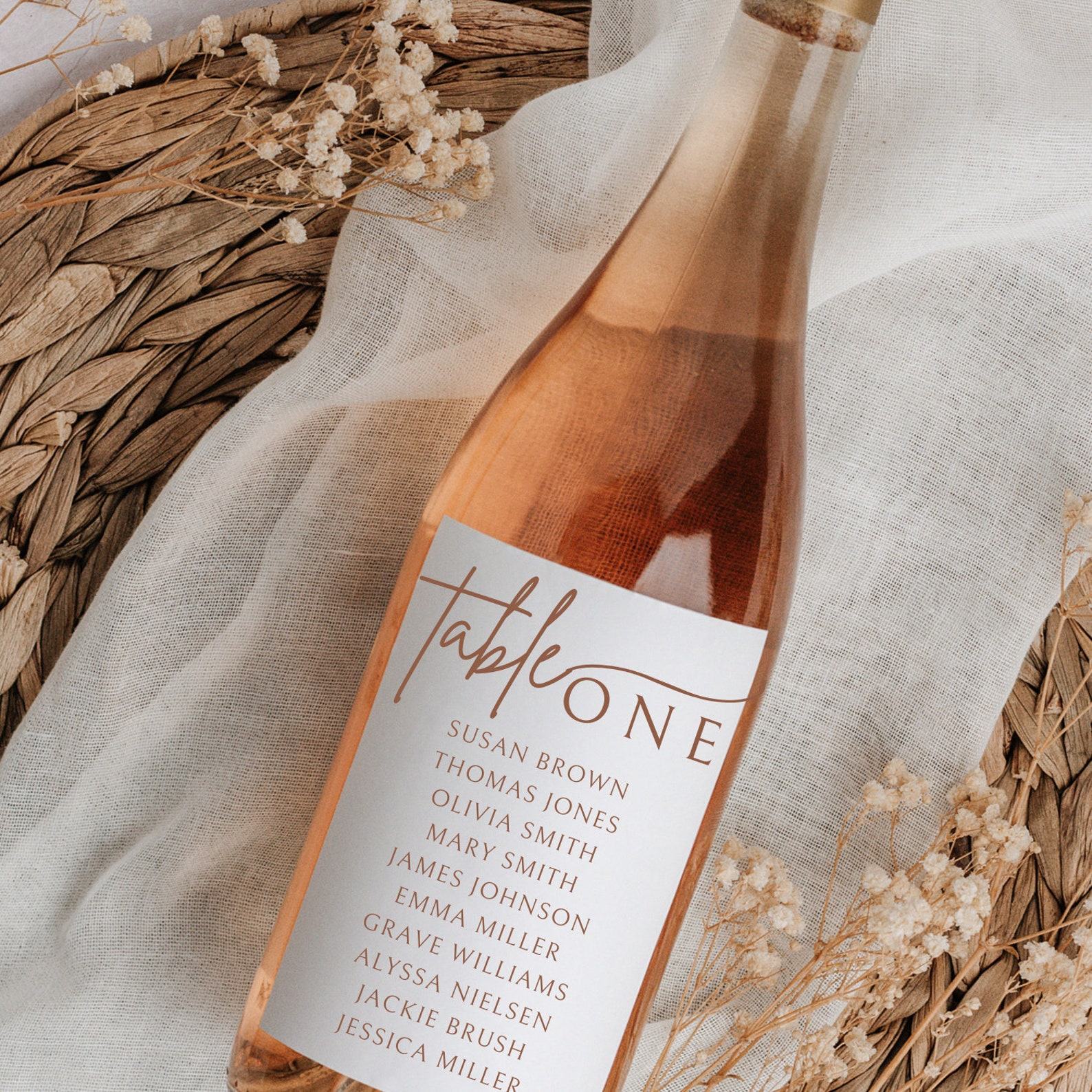 Table Seating Wine Bottle Labels, Printed Seat Labels, Wine Bottle ...