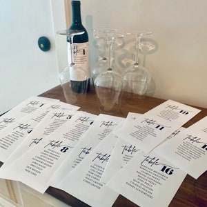 Table Seating Wine Bottle Labels, Printed Seat Labels, Wine Bottle ...