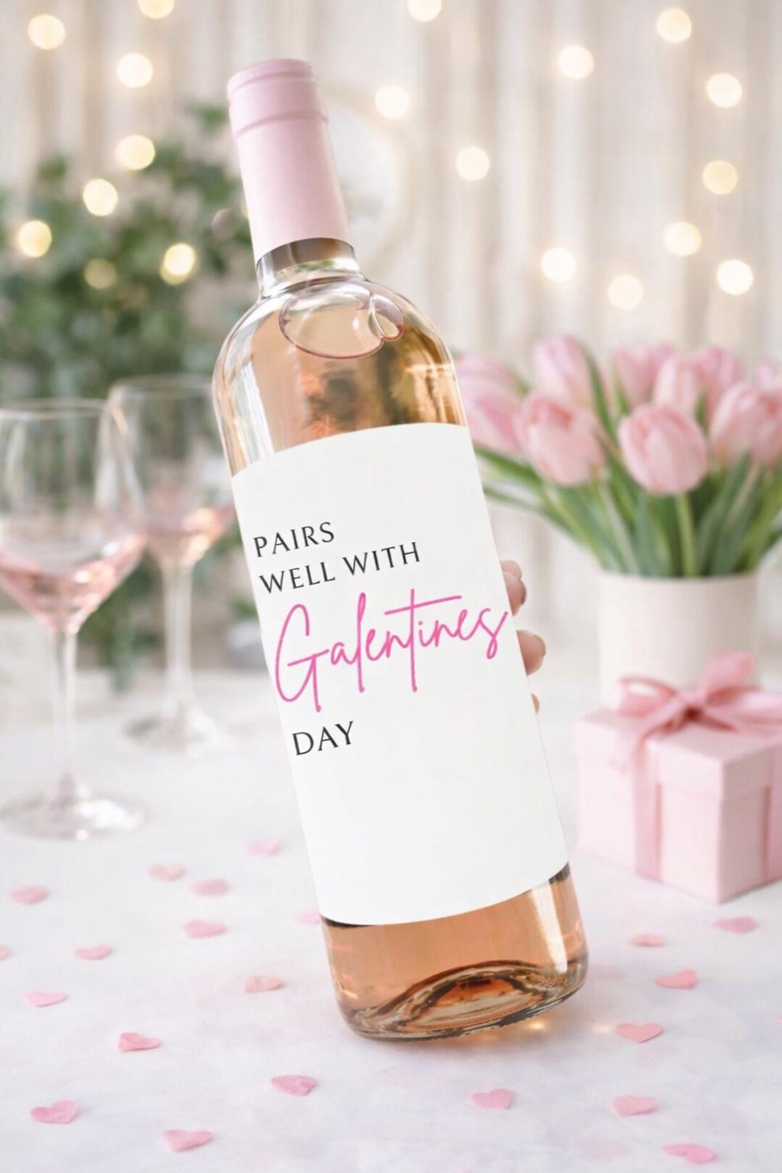 Pairs Well With Galentine’s Day Wine Label | Valentine’s Day Wine ...