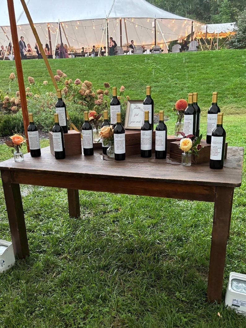 Table Seating Wine Bottle Labels, Printed Seat Labels, Wine Bottle ...